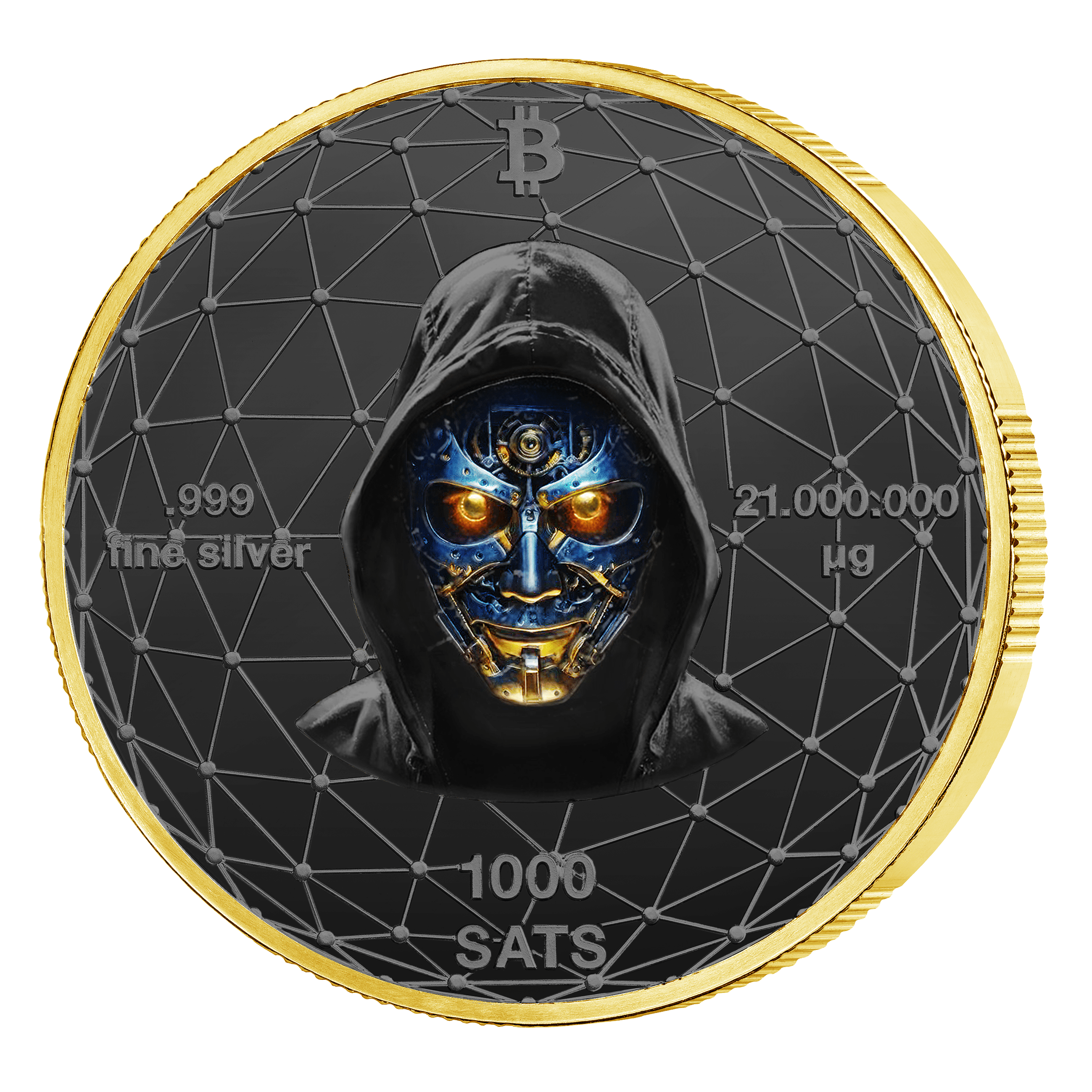 Bitcoin-Silver 1000 SATS Black Ruthenium + Gold • Satoshi-Silver