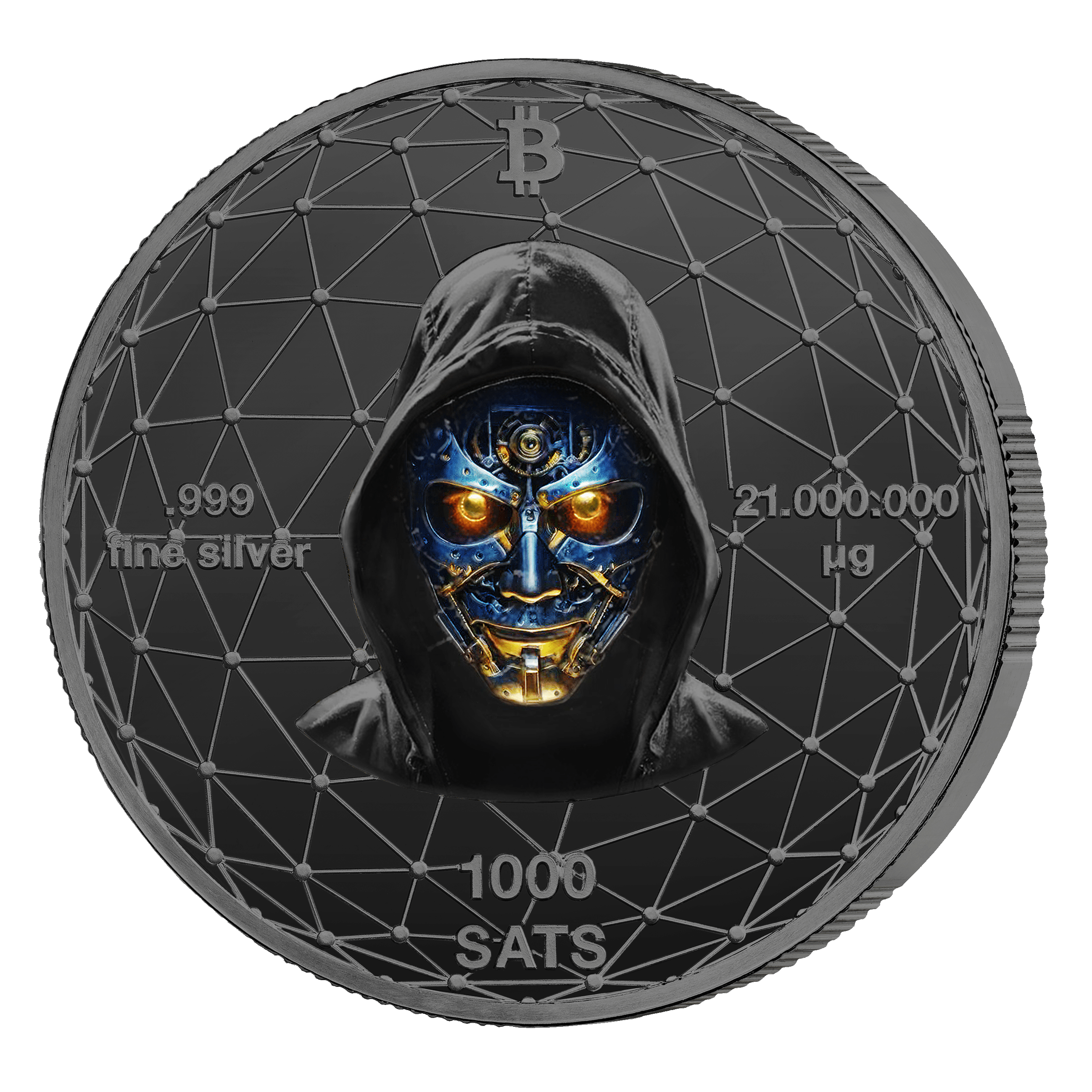 Bitcoin-Silver 1000 SATS Black Ruthenium + Gold • Satoshi-Silver
